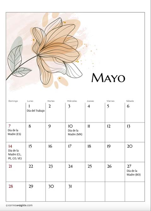 Personaliza este calendario para imprimir y regalar., Mayo - Calendario ...